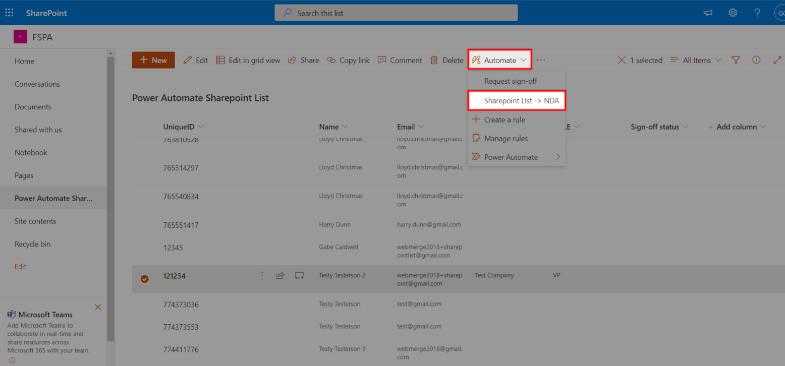 Generate Documents from a Sharepoint List – Formstack