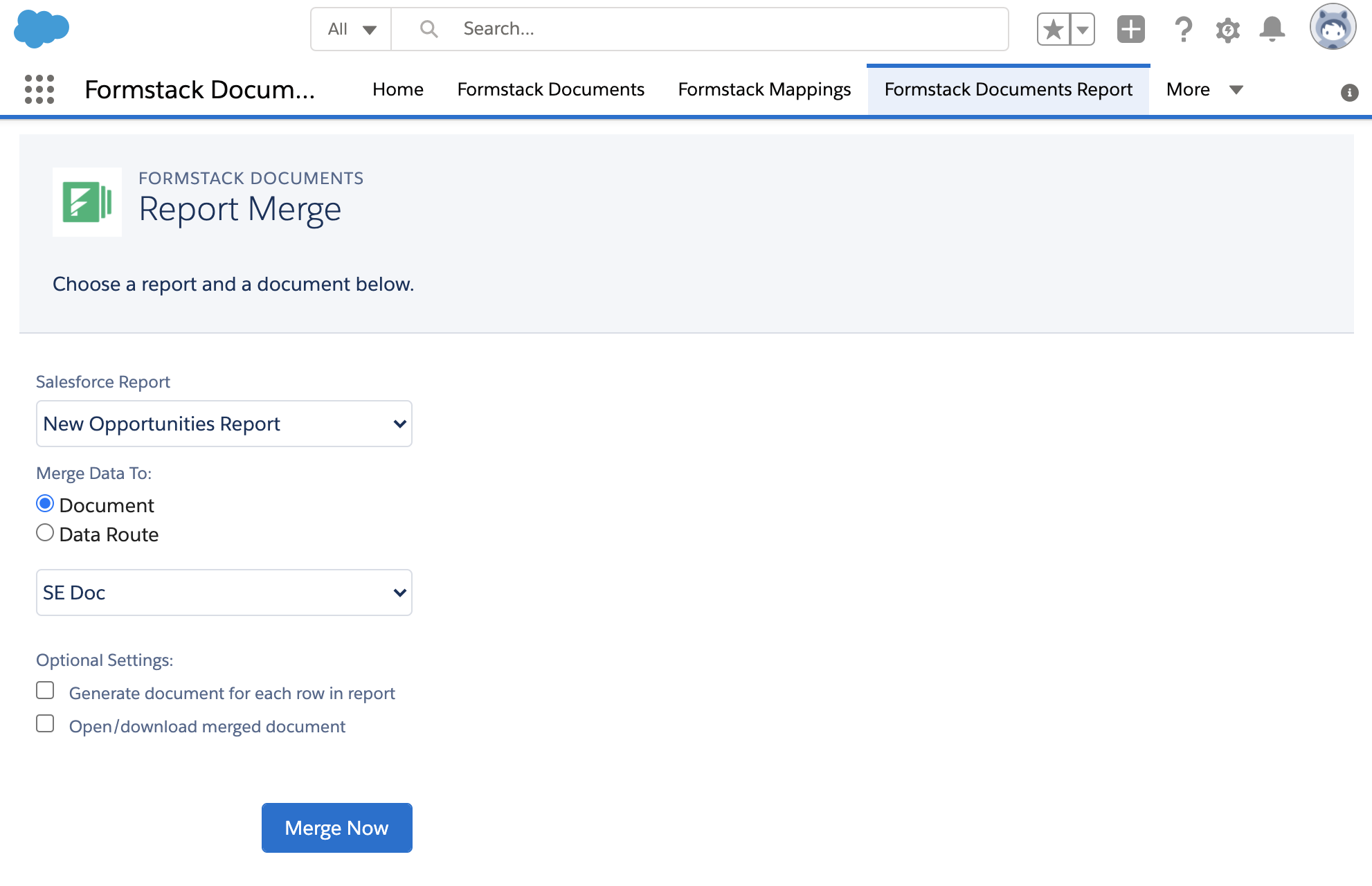 Merge Documents from Salesforce Reports – Formstack