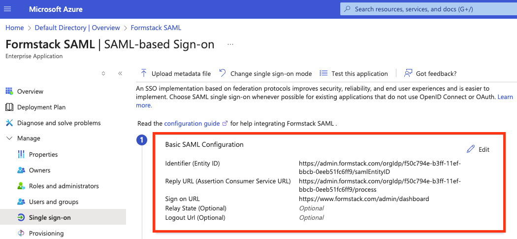Microsoft Entra ID SSO Setup Guide (Formerly Azure AD) – Formstack