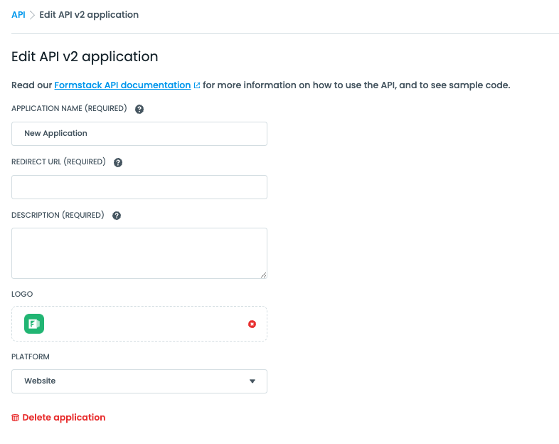 How to create a V2 API Application (Key) – Formstack