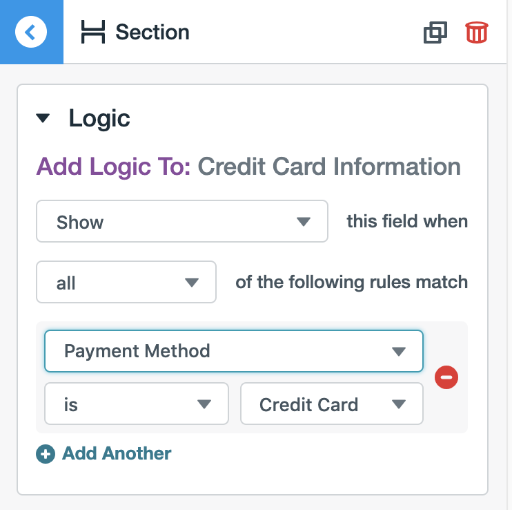 Section Conditional Logic – Formstack