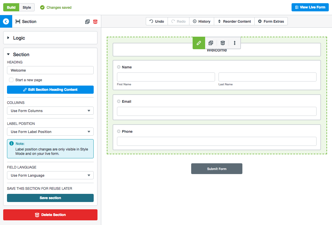 Setting up Sections with Formstack Forms – Formstack