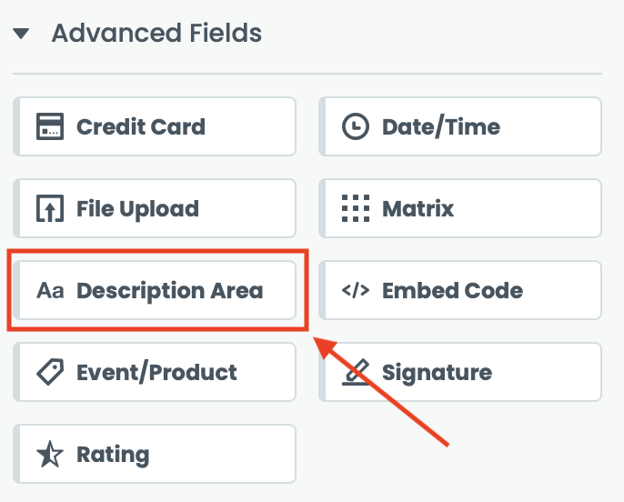 Description Area Fields – Formstack