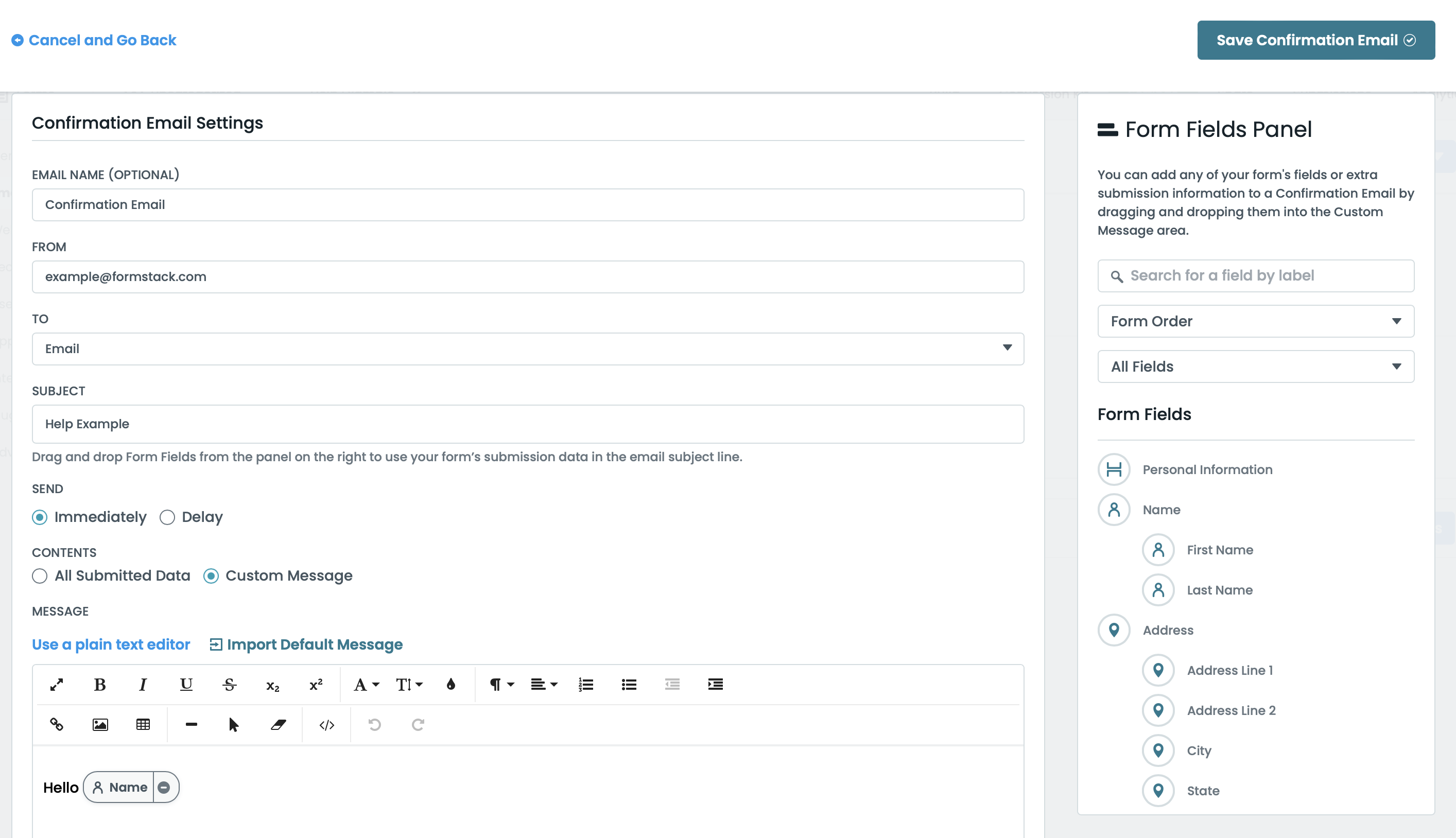 Confirmation Emails – Formstack