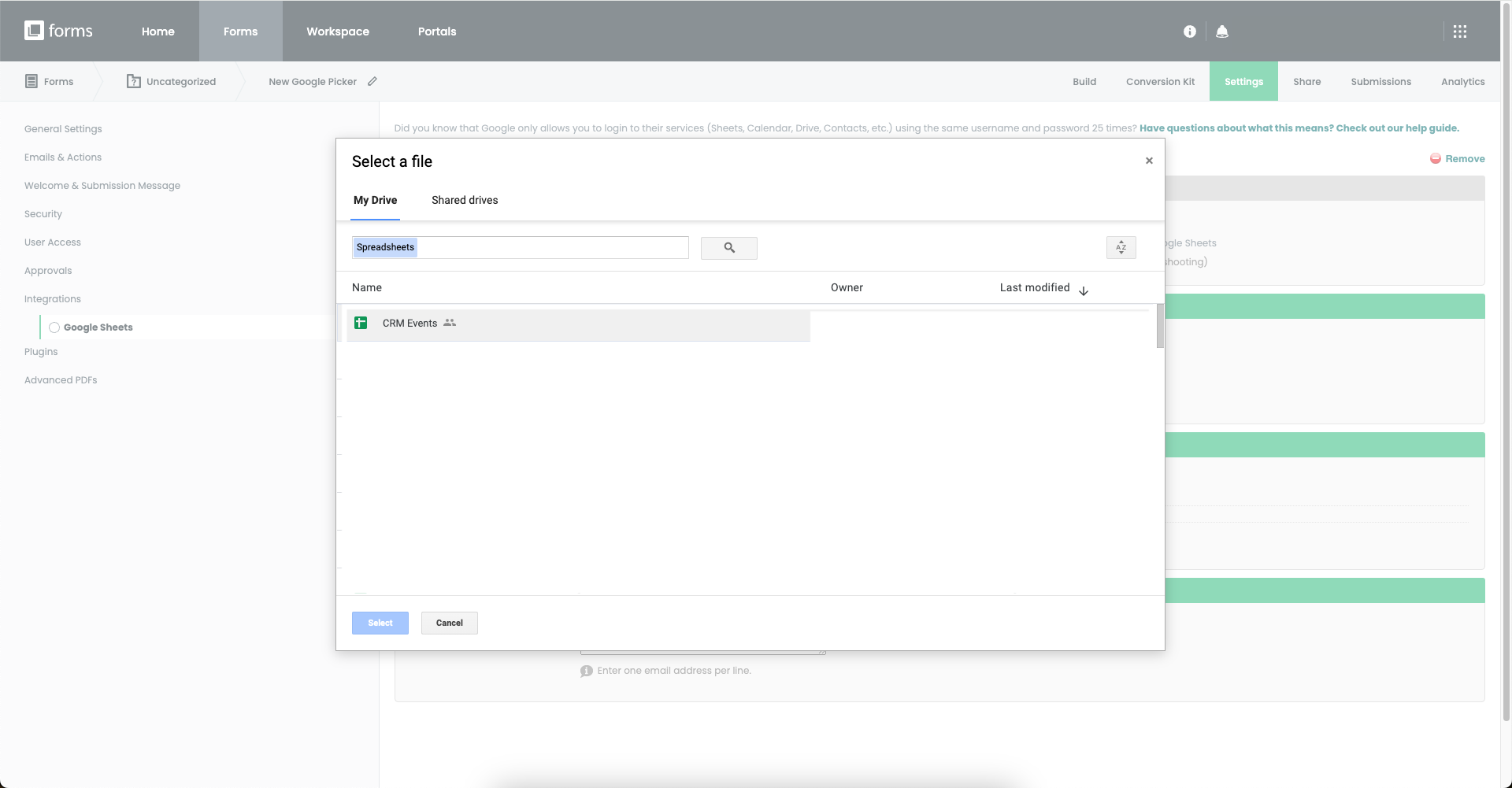 Google Sheets – Formstack
