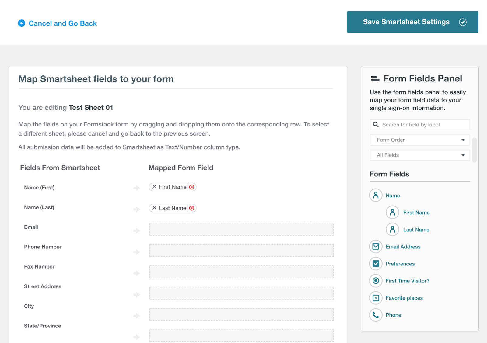 Smartsheet Integration – Formstack