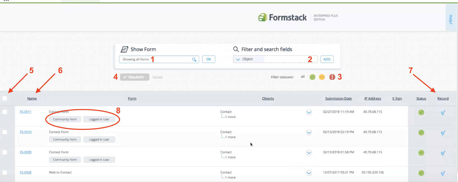 Submissions Dashboard – Formstack