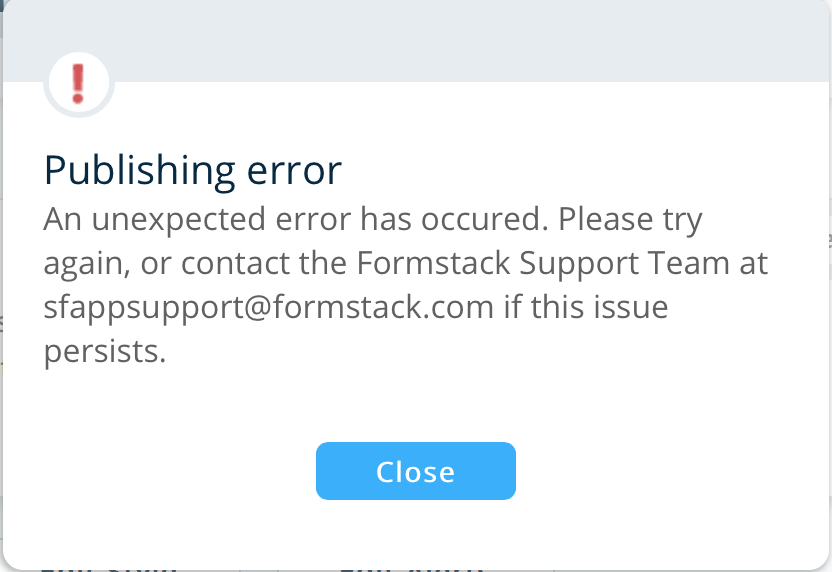 Publishing Error Troubleshooting – Formstack