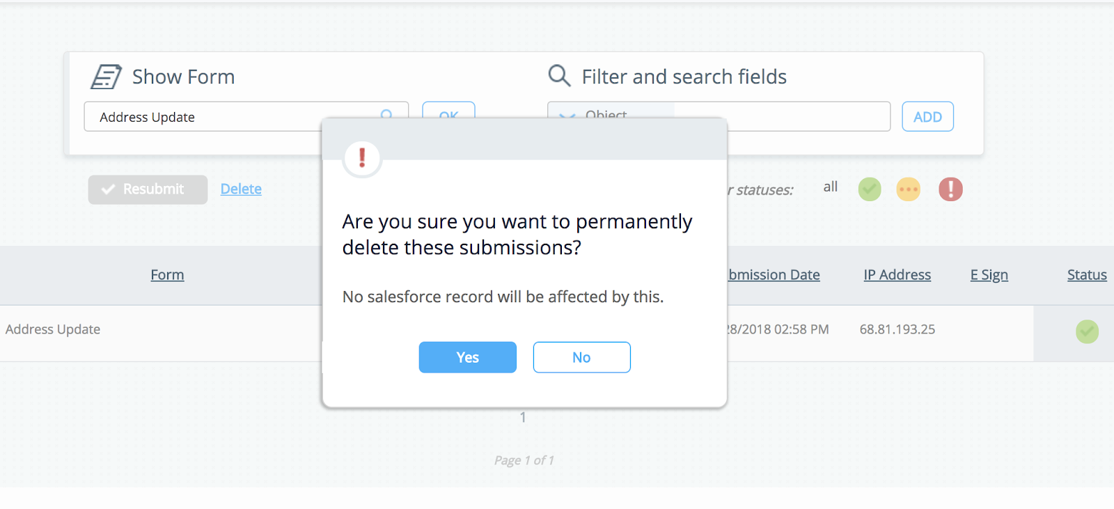 Delete Forms for Salesforce Submissions – Formstack