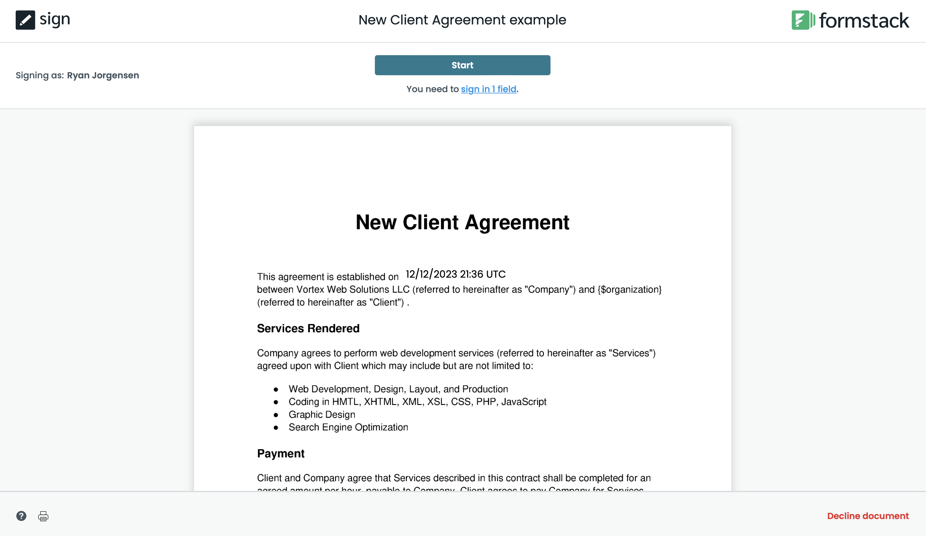 Signing a Document with Formstack Sign – Formstack