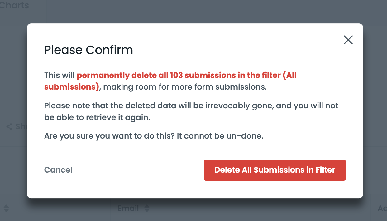 Delete Forms Submissions – Formstack