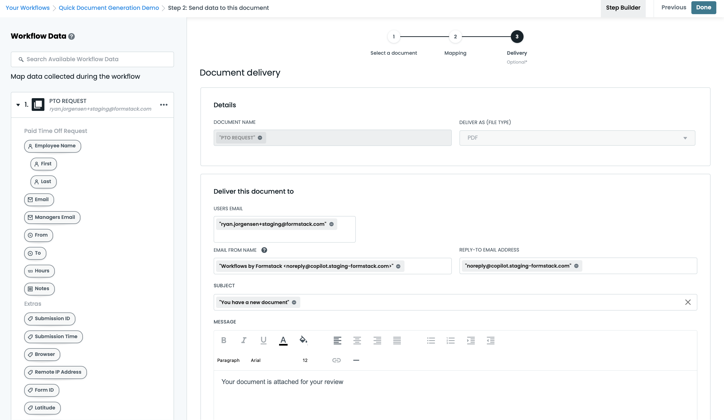 Configure Document Steps in Workflows – Formstack
