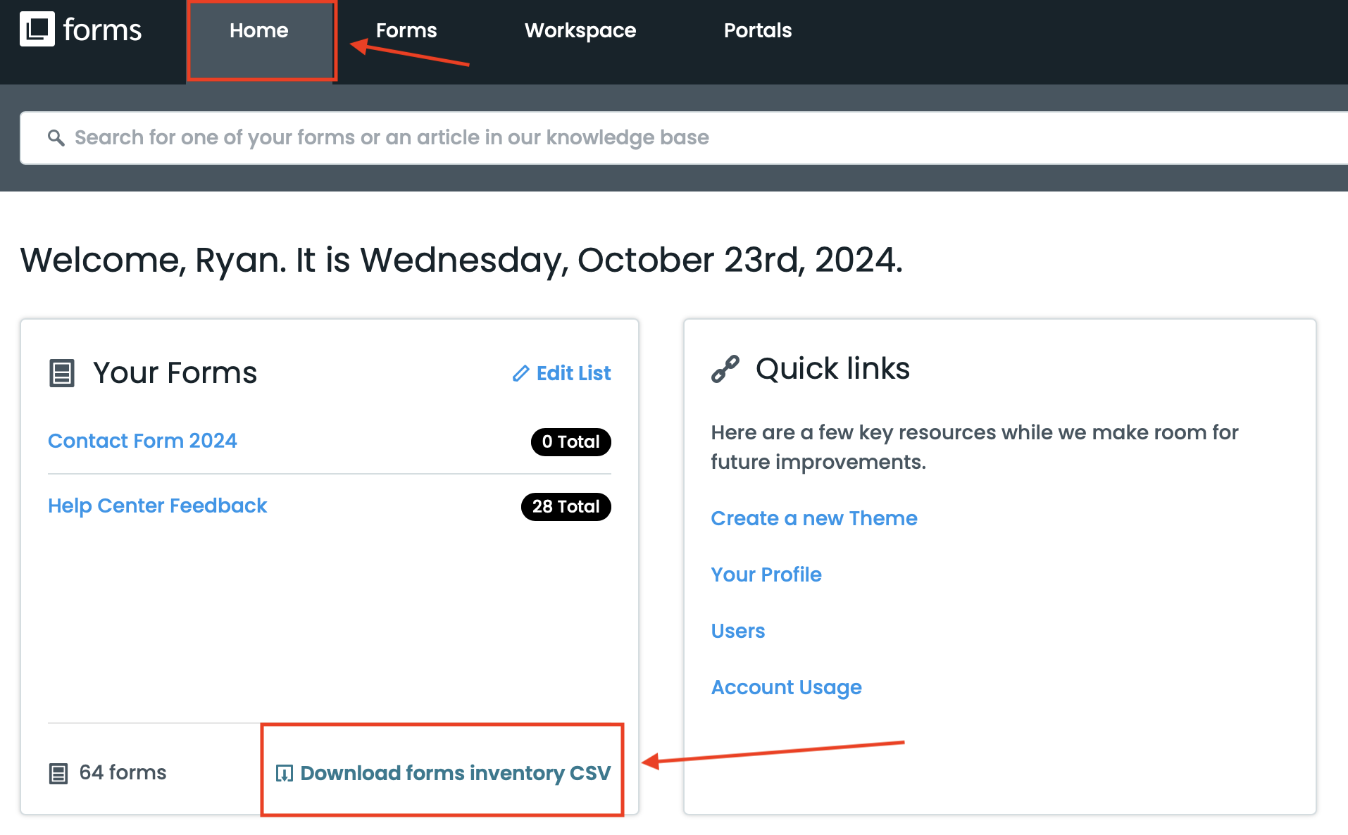 Can I export a list of my Forms? – Formstack