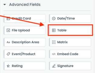 Fillable Table Field – Formstack