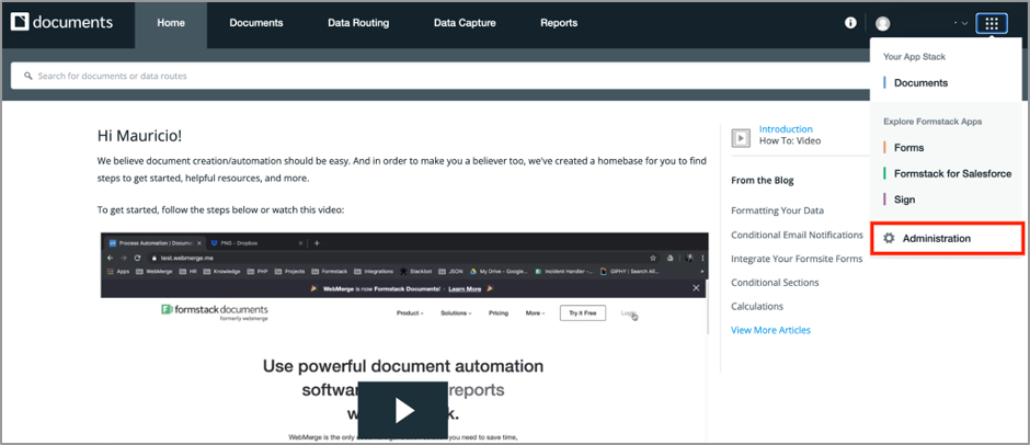 Starting a Forms Trial from the Admin Panel – Formstack