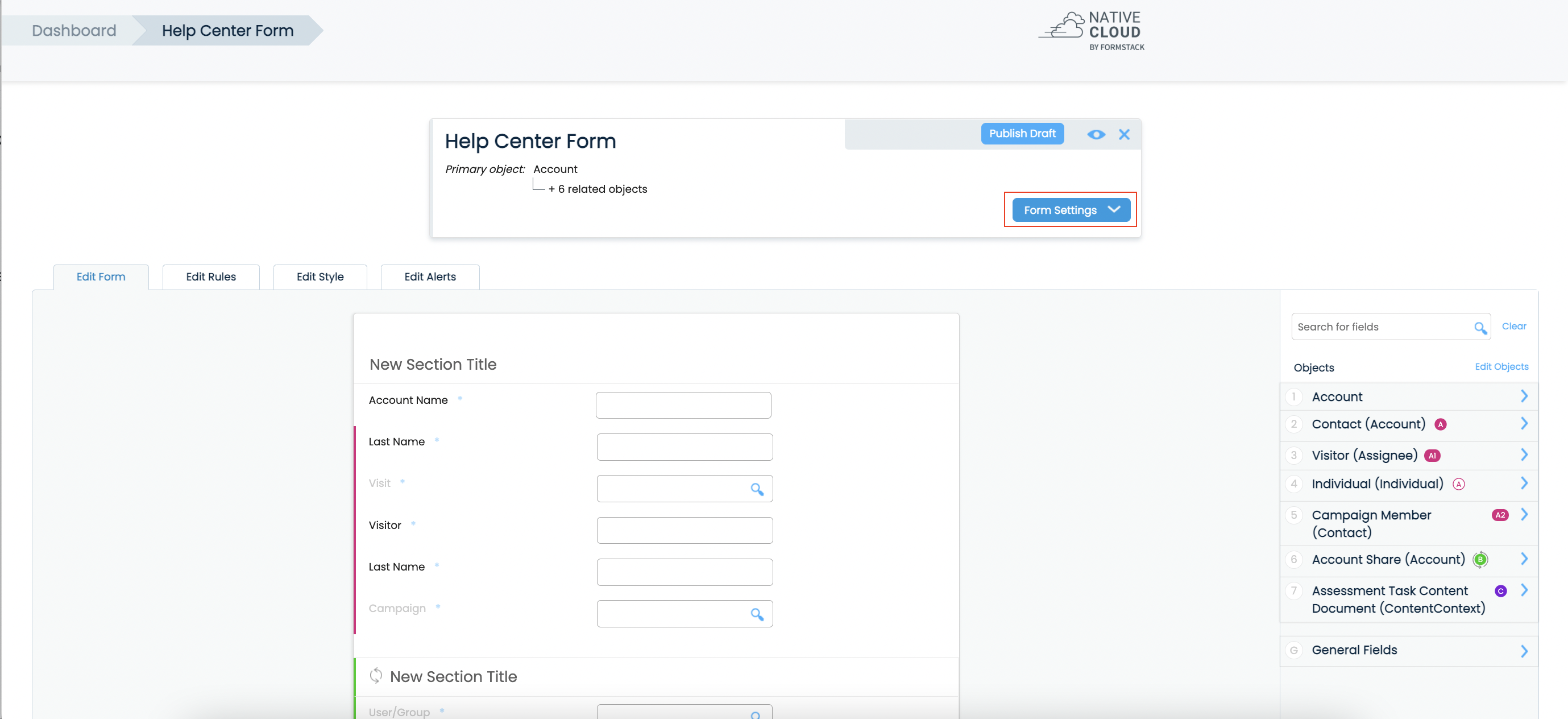 Build a NativeCloud Form – Formstack