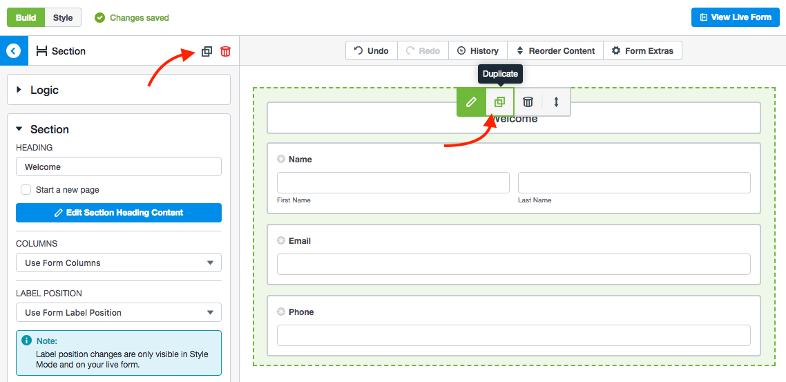 Setting Up Sections With Formstack Forms